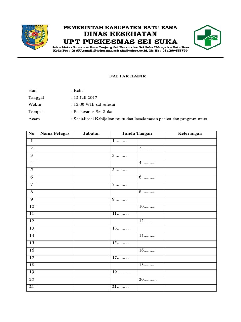 Daftar Hadir Sosialisasi | PDF