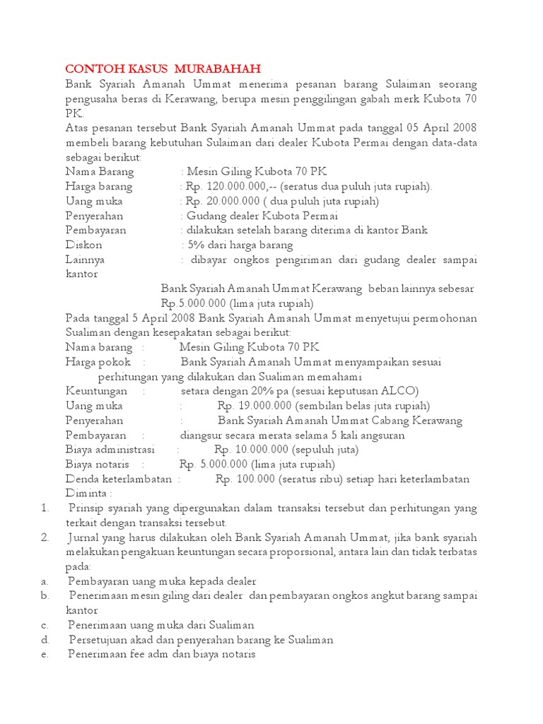 CONTOH KASUS Murabahah | PDF
