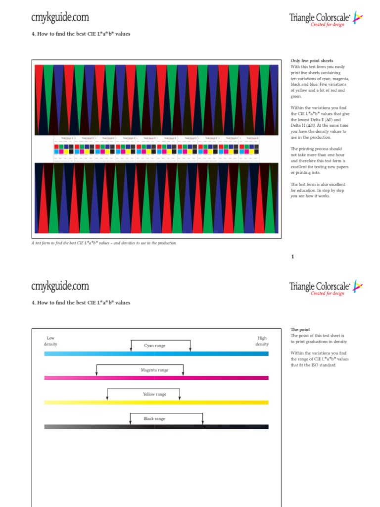 Cmyk Guide - Best Cie Lab Values | PDF | Magenta | Cyan