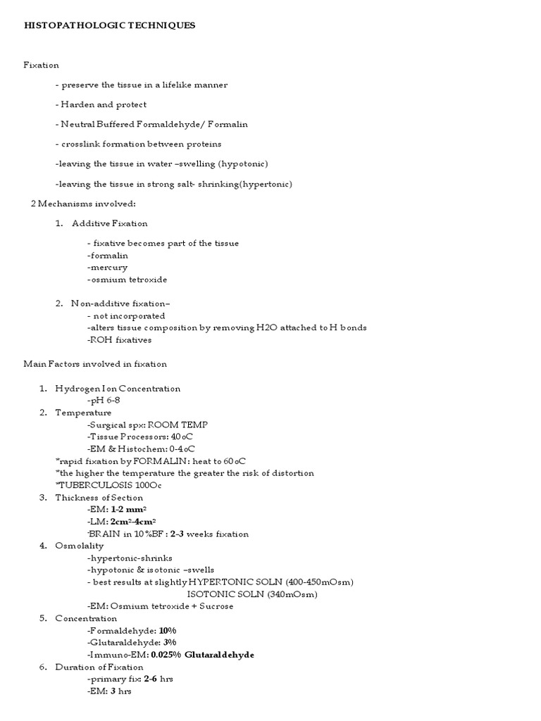 Histopathologic Techniques Pdf Fixation Histology Staining