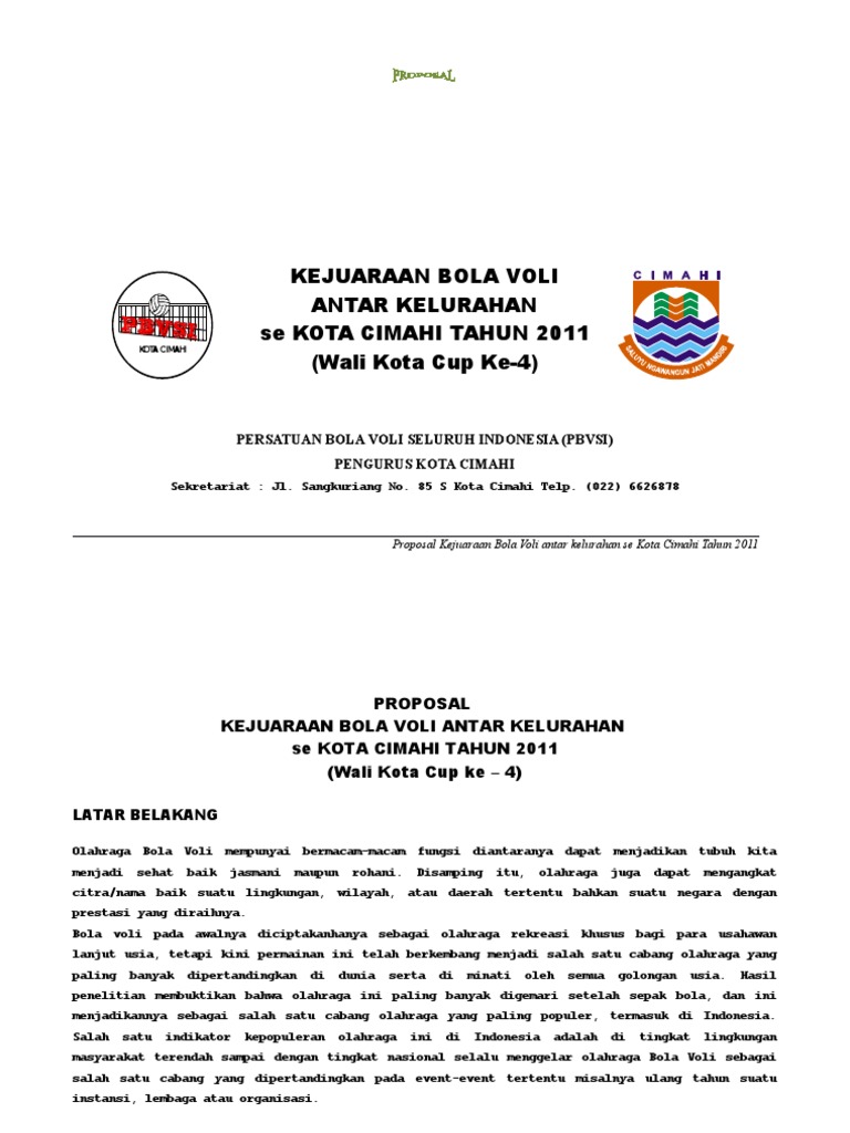 Proposal Walikota Cup 4 | PDF