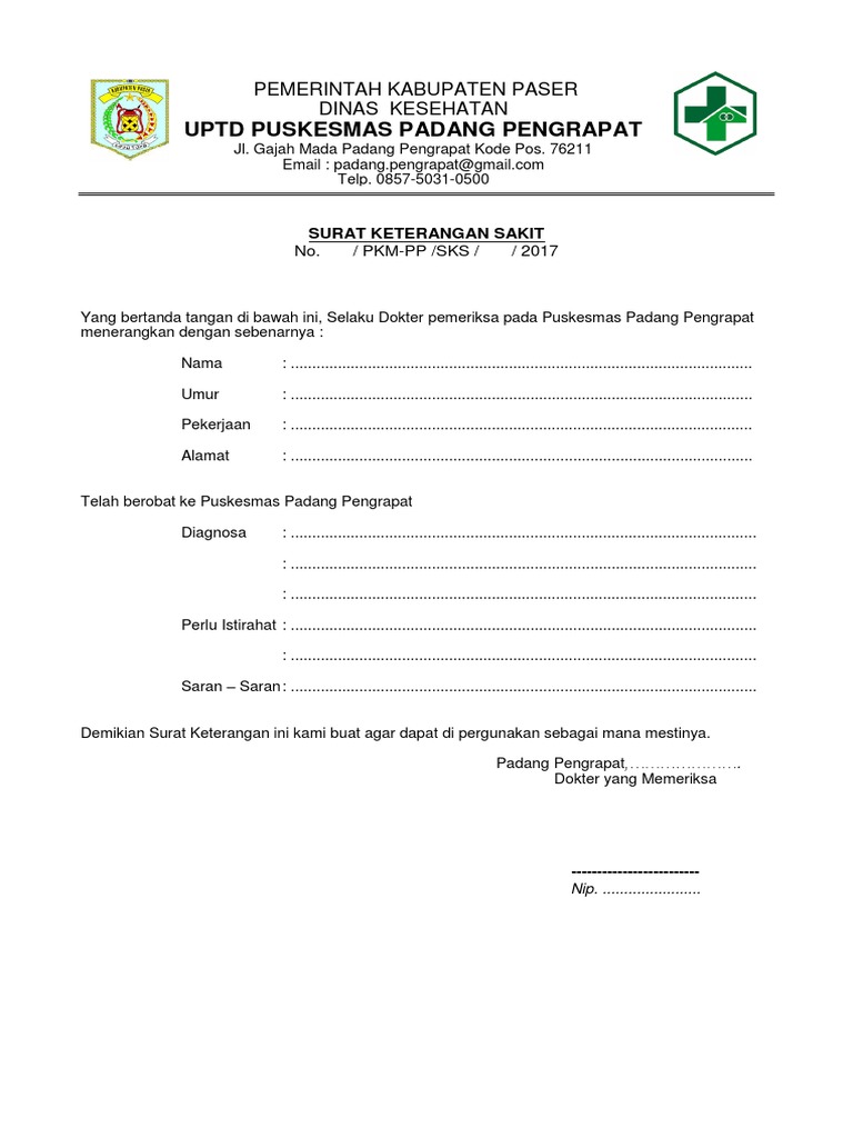 Blangko Surat Sakit 2017 | PDF