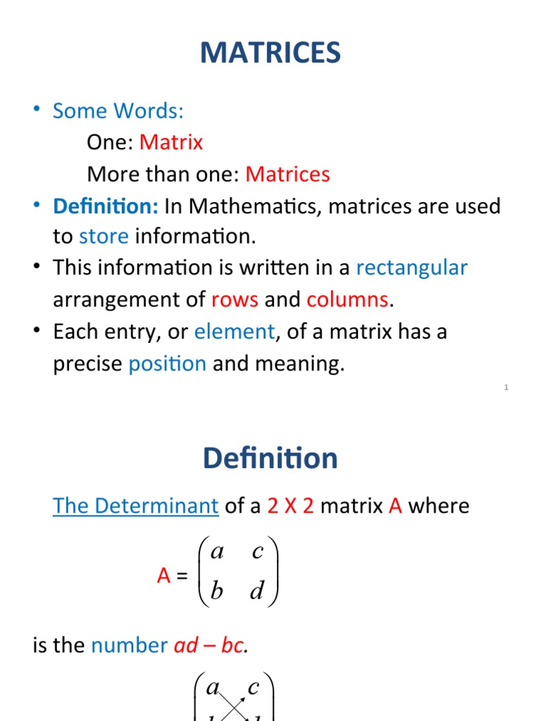 Matrices: - Some Words | PDF | Matrix (Mathematics) | Determinant