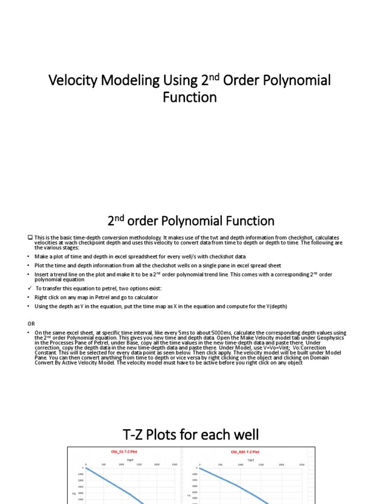 Velocity Modeling (Petrel Workflow) | Polynomial | Equations