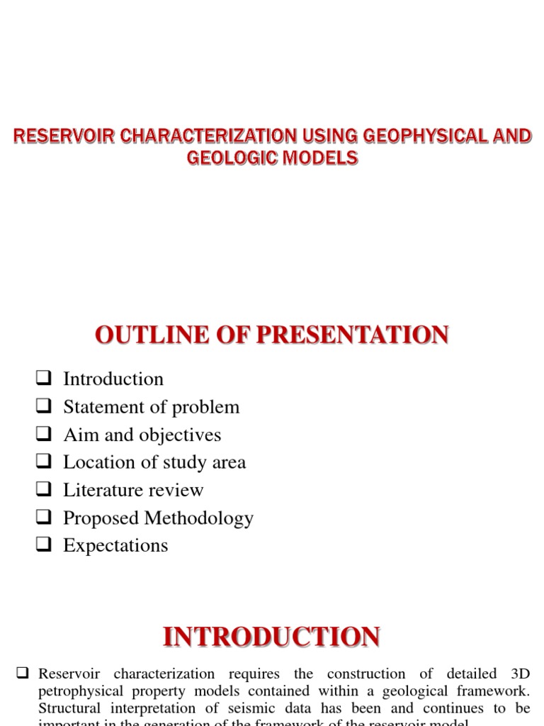 Proposal On Reservoir Characterization | PDF | Petroleum Reservoir ...