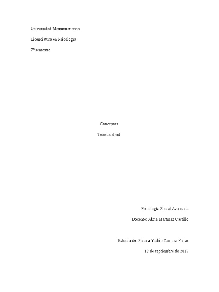 Teoría del Rol en Psicología Social | PDF | Comportamiento | Teoría