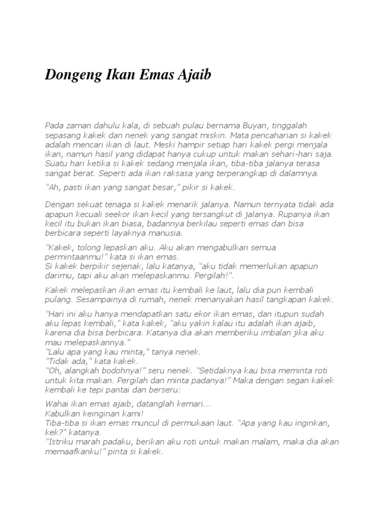 Dongeng Ikan Emas Ajaib | PDF