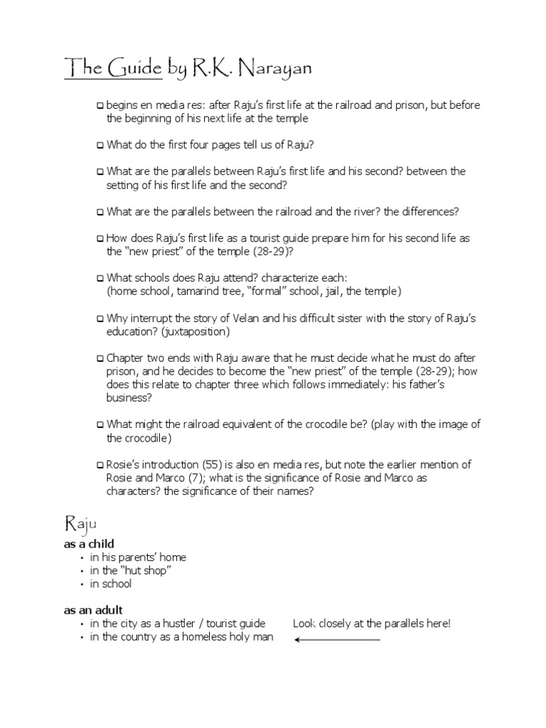 The Guide by R.K. Narayan: As A Child | PDF | Novels