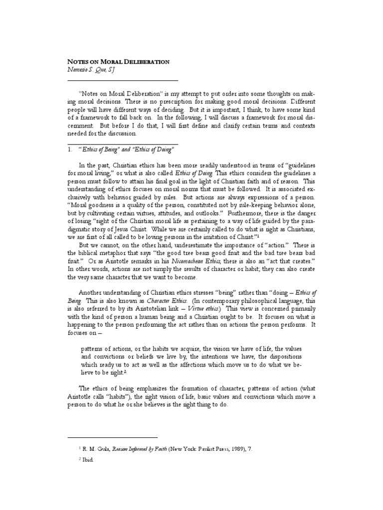 Framework for Moral Deliberation | PDF | Common Good | Morality