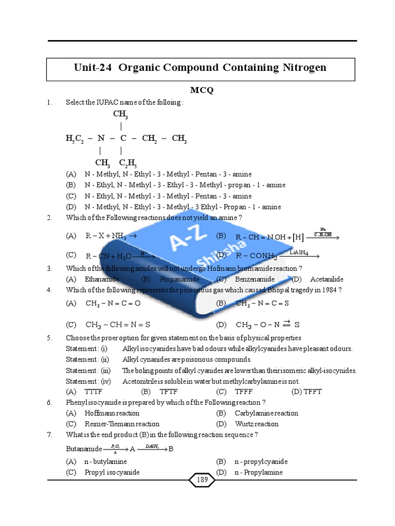 Organic Compounds Containing Nitrogen | Amine | Organic Chemistry