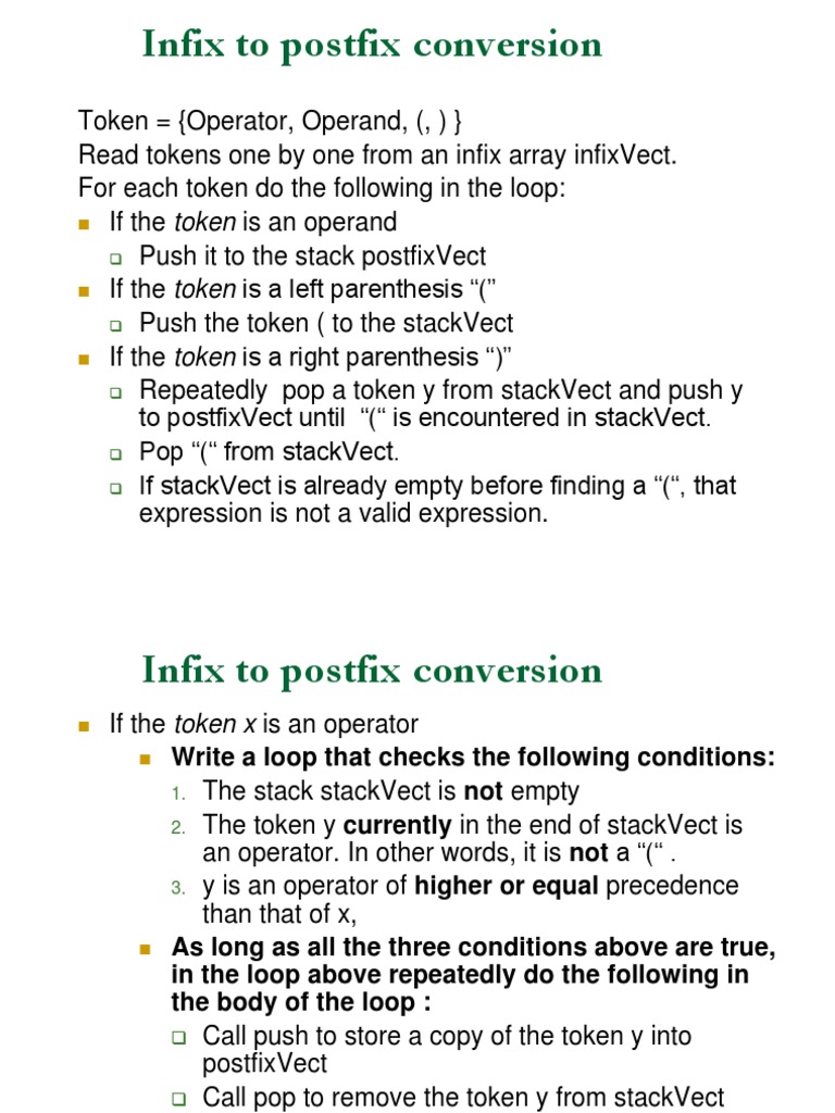 Lec7 infixToPostfixConversion PDF | PDF | Mathematical Notation | Computer Programming