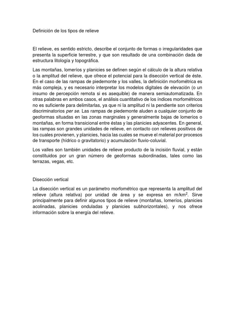 Definición de Los Tipos de Relieve | PDF