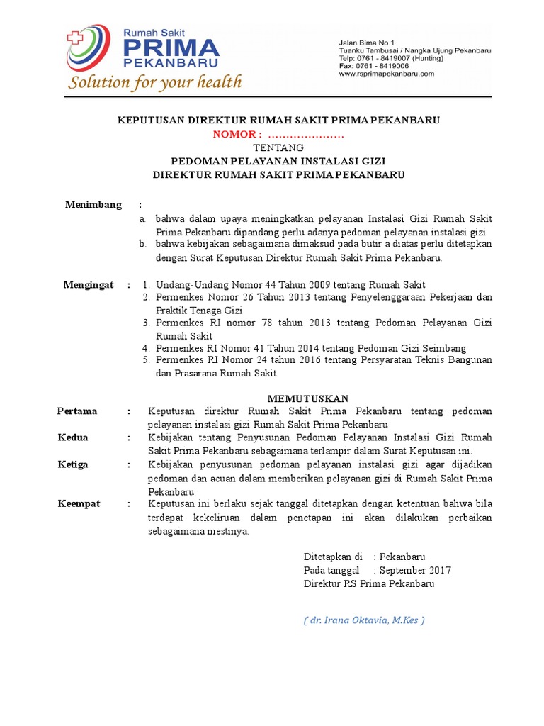 SK Pedoman Pelayanan Gizi | PDF | Kesehatan Holistik