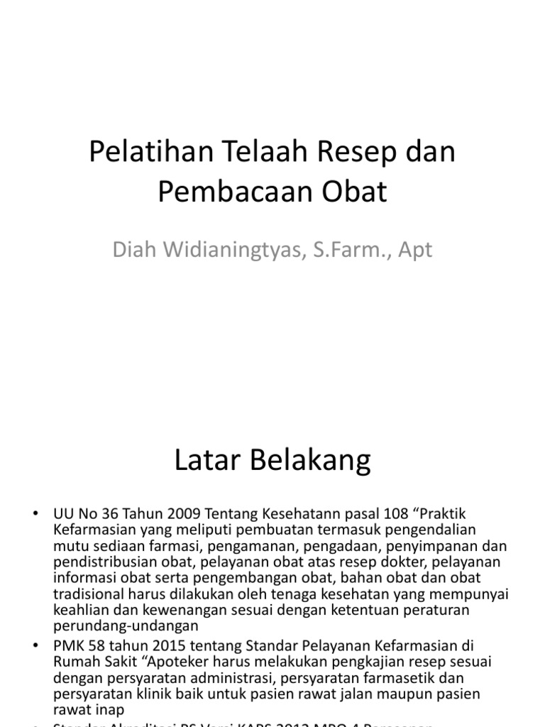 Telaah Resep Obat di Rumah Sakit | PDF | Pengembangan Diri | Kesehatan ...