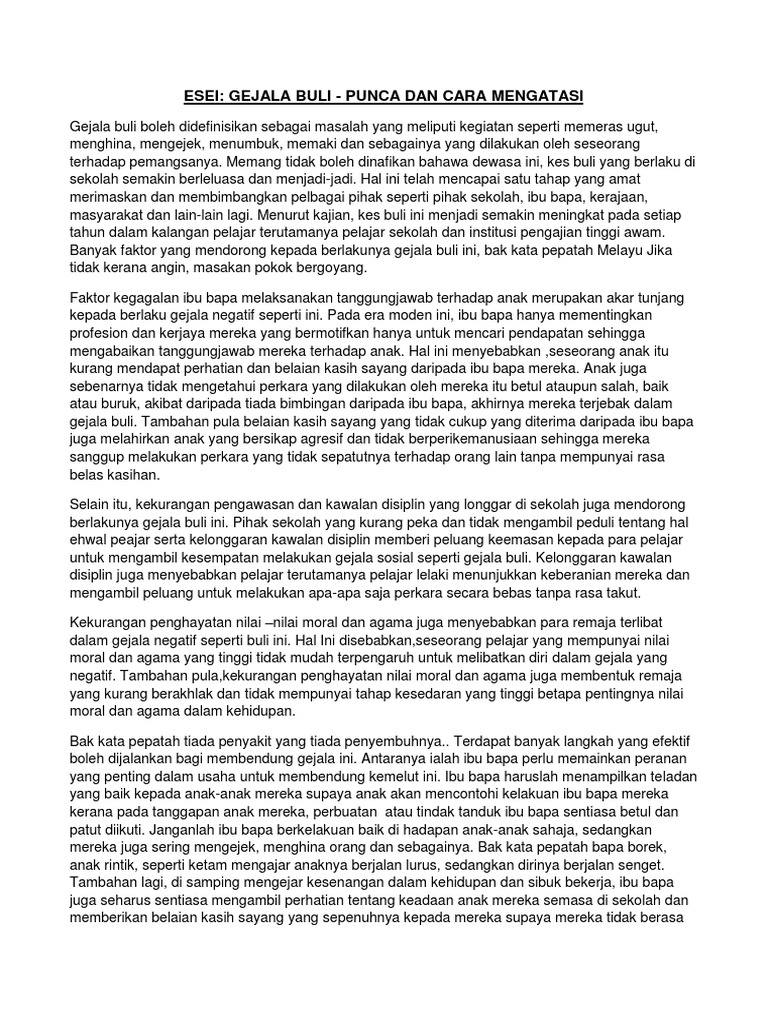 Gejala Buli - Punca Dan Cara Mengatasi | PDF