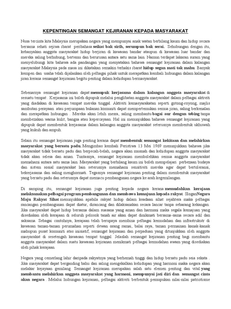 Kepentingan Semangat Kejiranan Kepada Masyarakat | PDF
