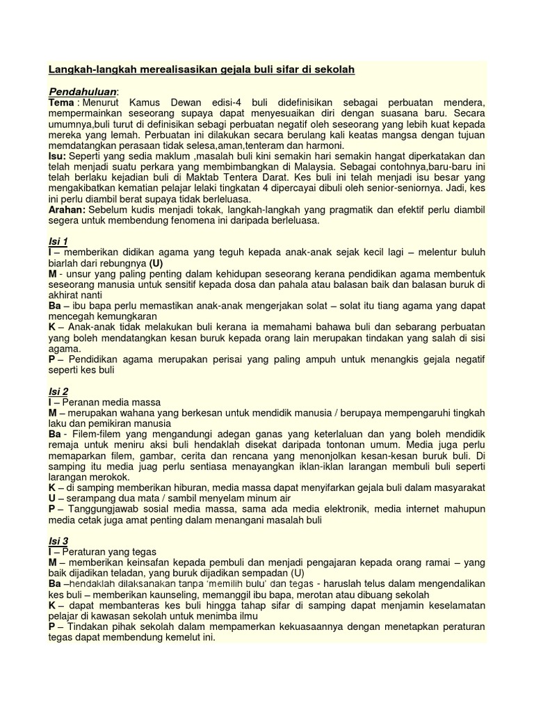 Langkah Atasi Buli di Sekolah | PDF