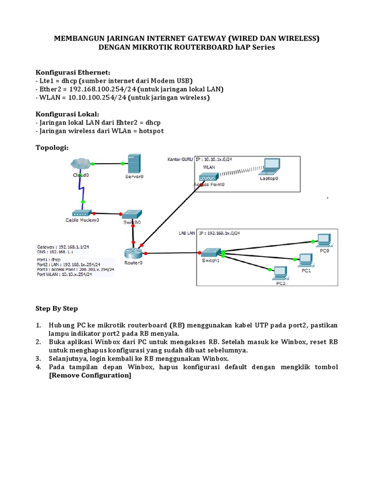 Membangun Internet Gateway Dengan DHCP Server Dan Hotspot | PDF | Metode & Bahan Ajar | Komputer
