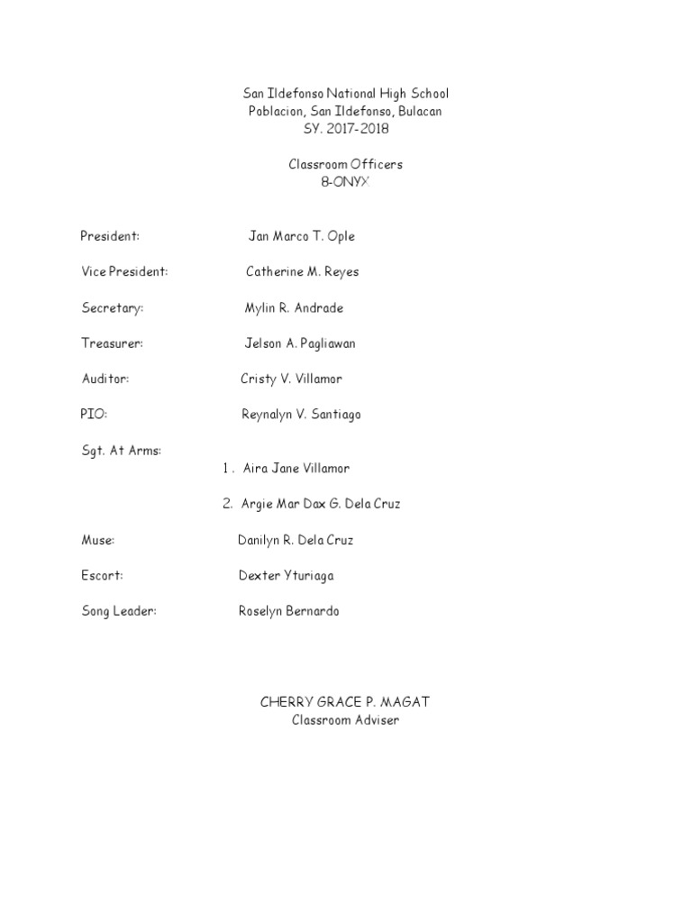Classroom Officers 8 Onyx | PDF