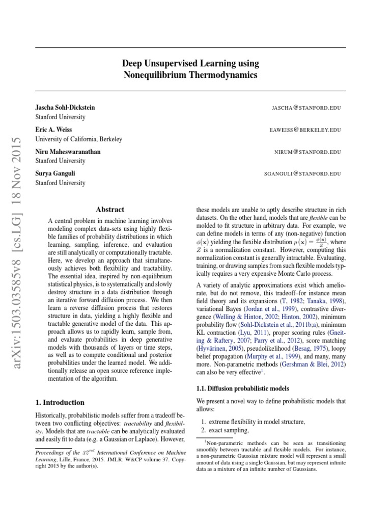 Deep Unsupervised Learning Using Nonequilibrium Thermodynamics | PDF | Normal Distribution ...