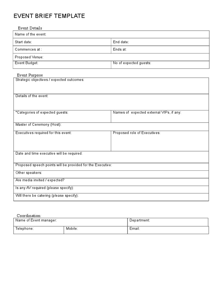 Event Brief Template | PDF