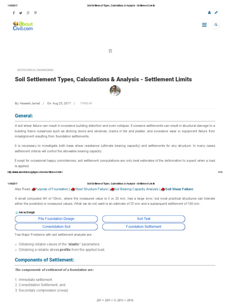 Soil Settlement: Types and Calculations | PDF | Deep Foundation ...