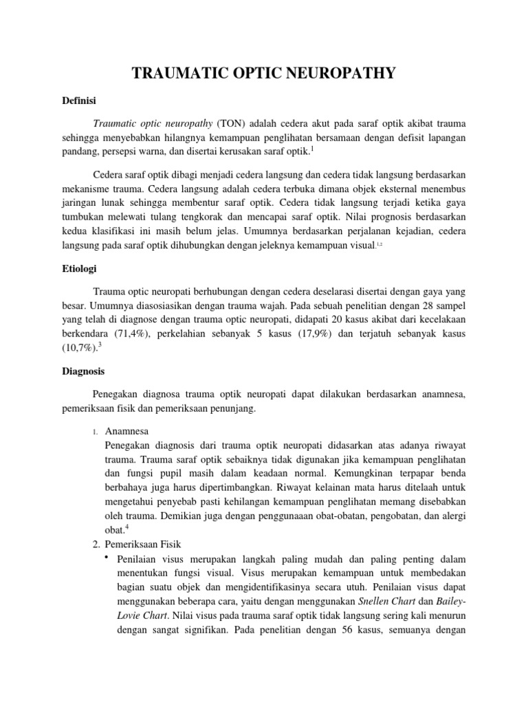 Traumatic Optic Neuropathy | PDF