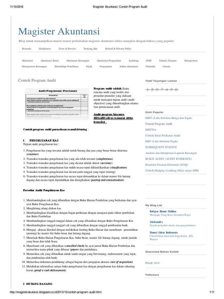 Contoh Program Audit | PDF