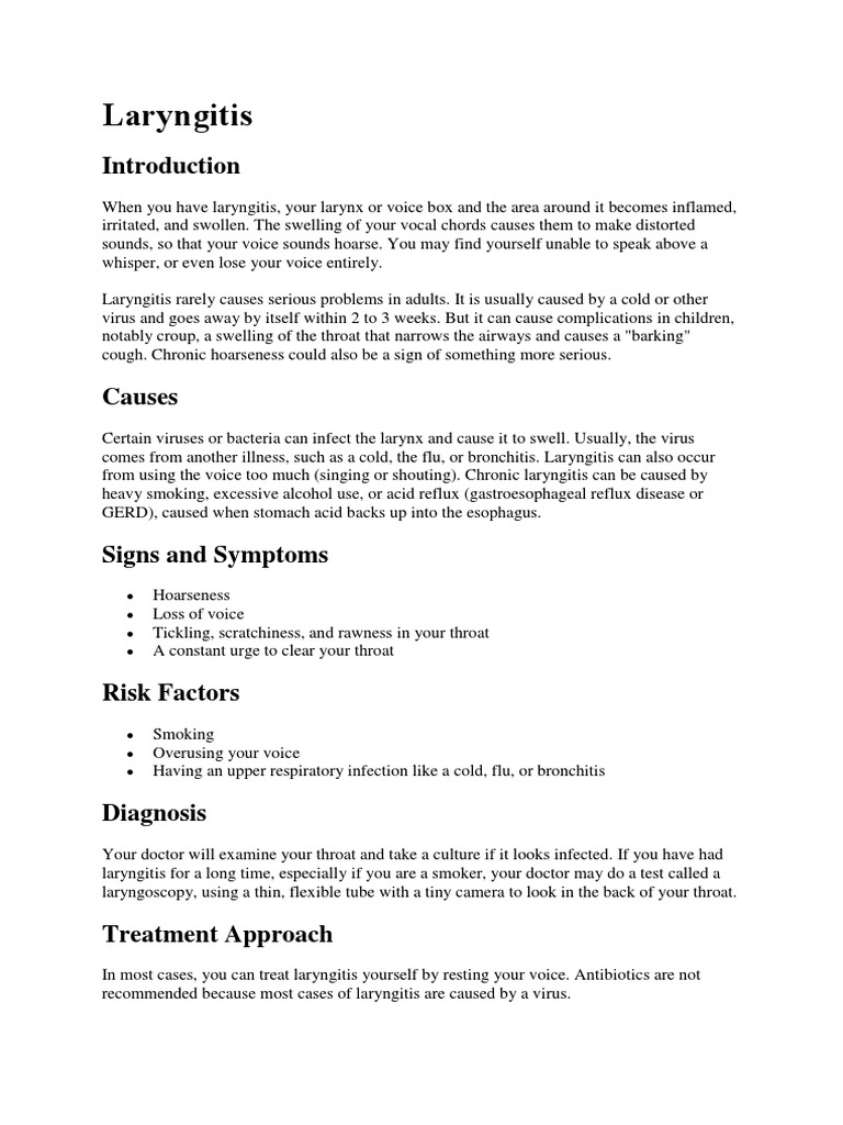 Laryngitis | PDF | Common Cold | Gastroesophageal Reflux Disease