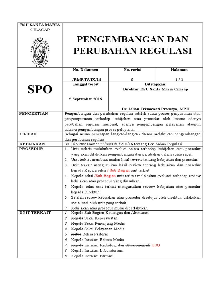 SPO Pengembangan Dan Perubahan Regulasi | PDF