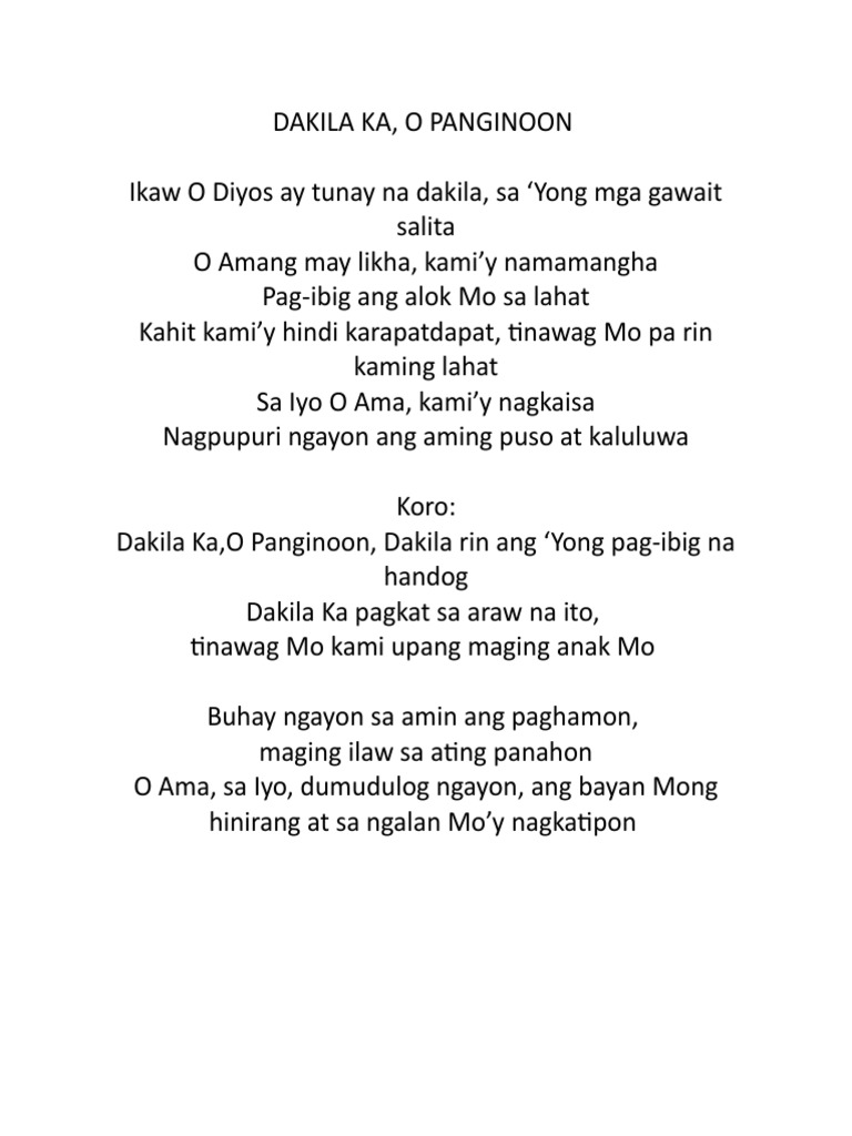 Dakila Ka O Panginoon | PDF