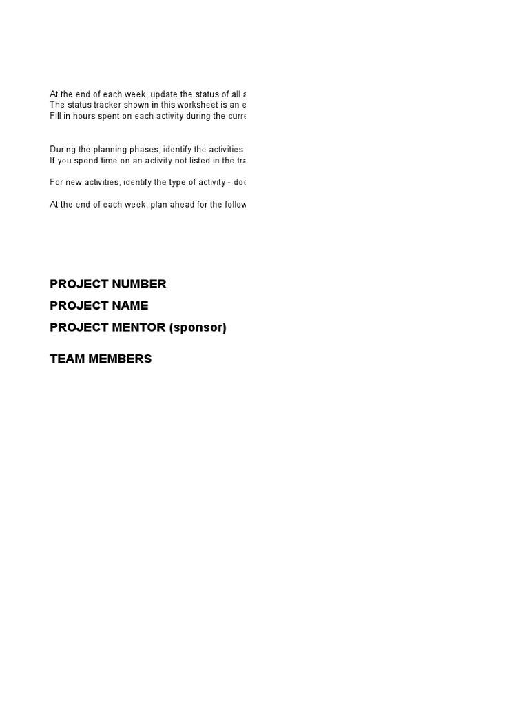 Project Number Project Name PROJECT MENTOR (Sponsor) Team Members | PDF ...