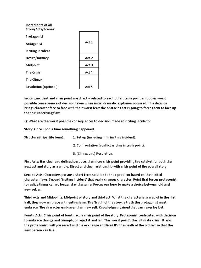 Five Act Story Structure | PDF | Plot (Narrative)