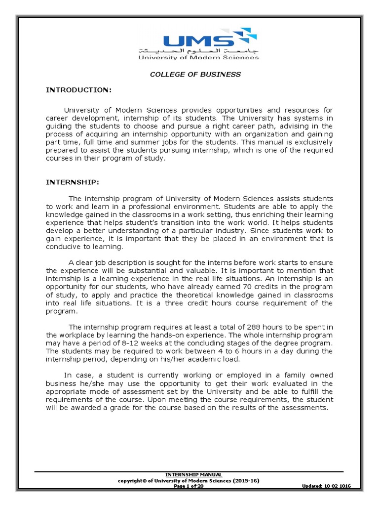 Internship Manual | PDF | Internship | Job Hunting