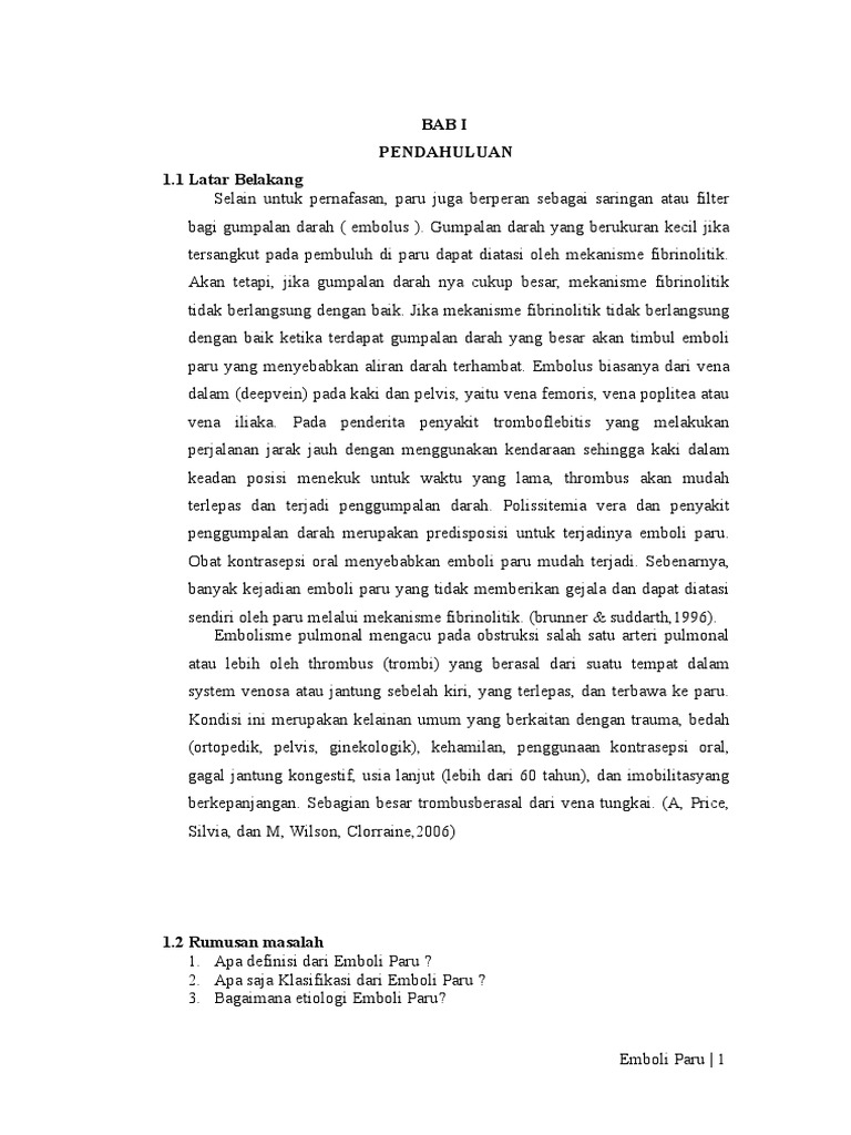 Panduan Lengkap Emboli Paru | PDF