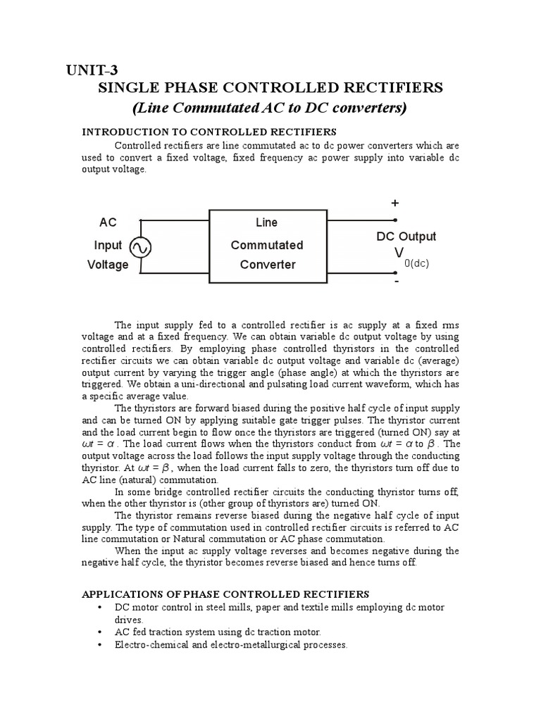 Single Phase Controlled Rectifiers | PDF | Rectifier | Direct Current