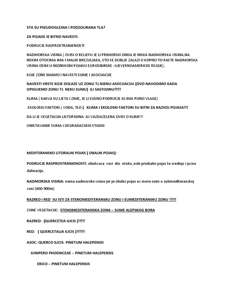 Moja Skripta Iz Geobotanike!!! | PDF