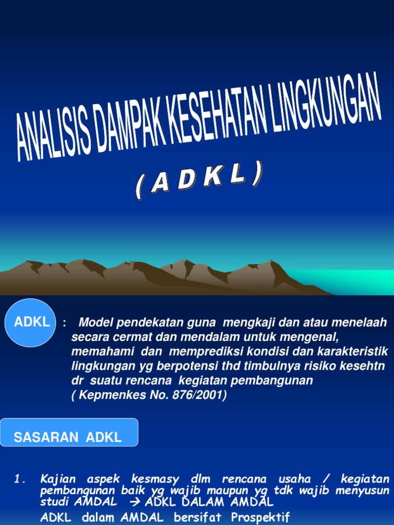 Dampak Kesehatan Lingkungan: ADKL dan AMDAL | PDF | Sains & Matematika ...