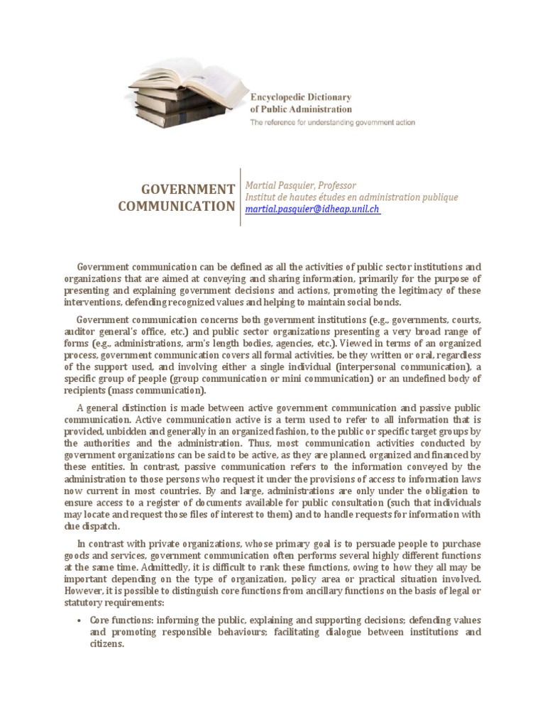 Government Communication | PDF | Forms Of Government | Communication