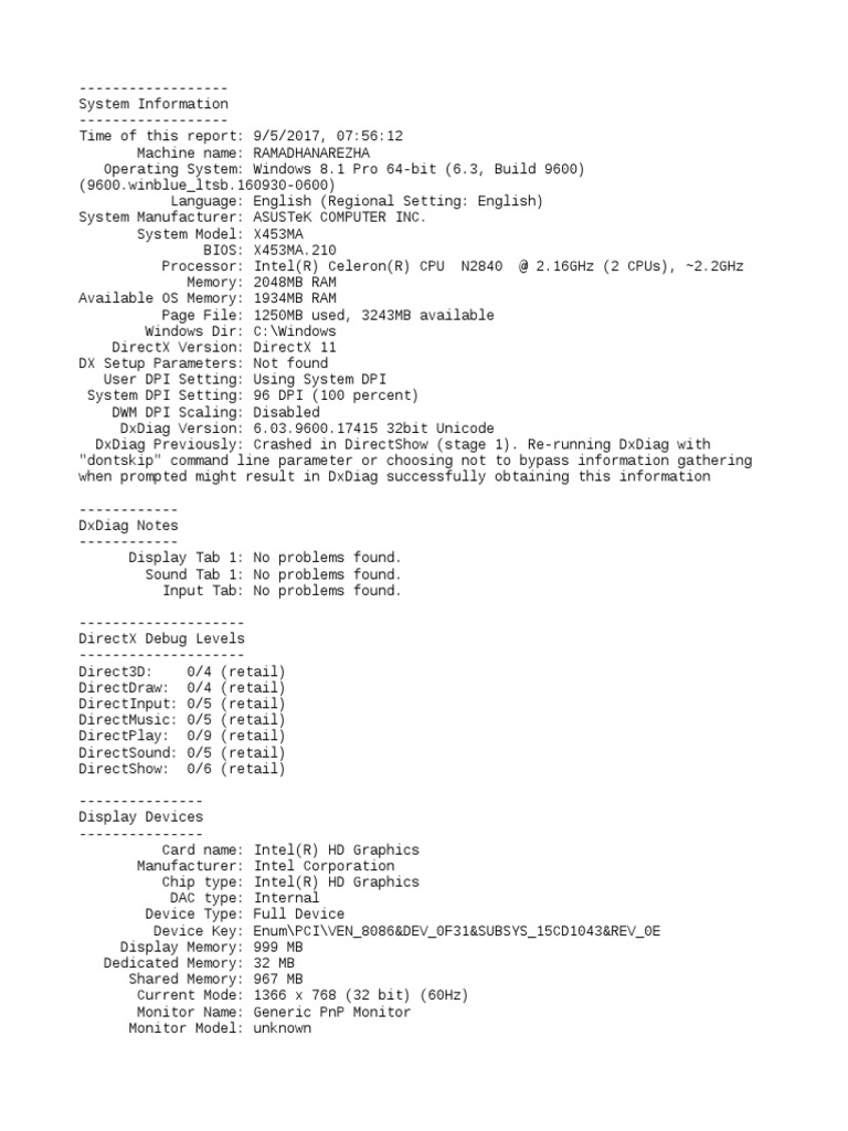 Dxdiag | PDF | Codec | Device Driver