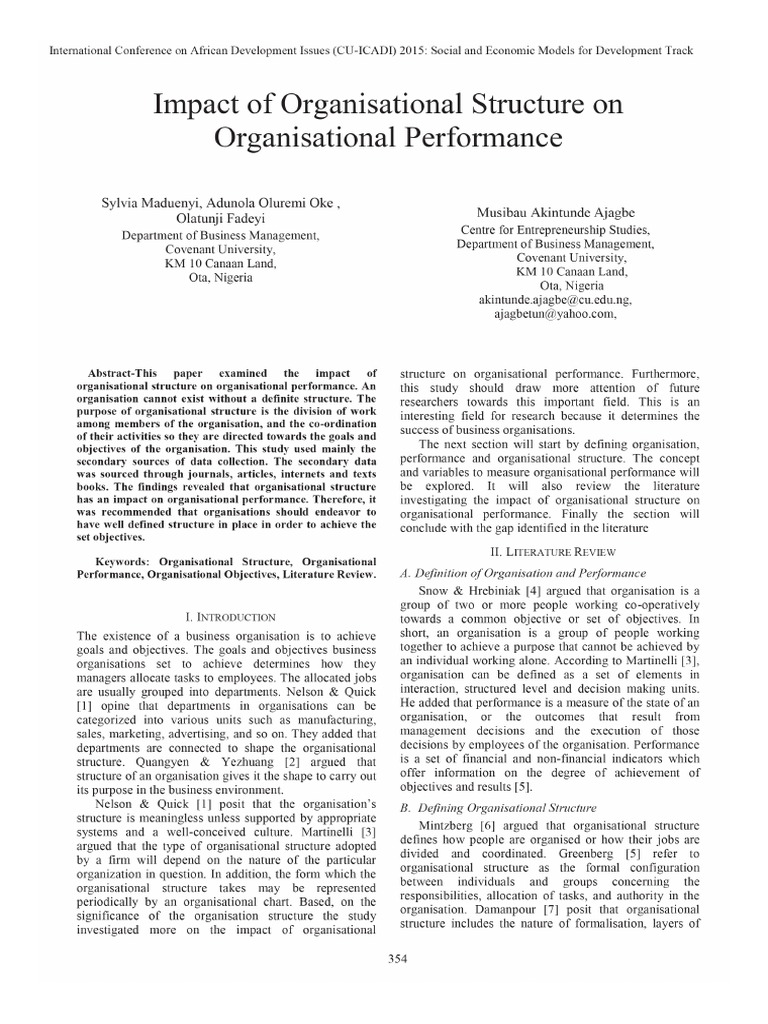 Impact of Organisational Structure On Organisational Performance PDF | PDF