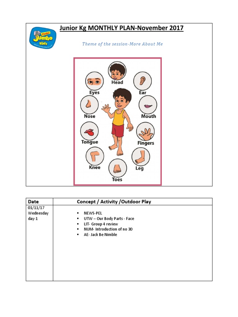 Junior KG November Planner | PDF