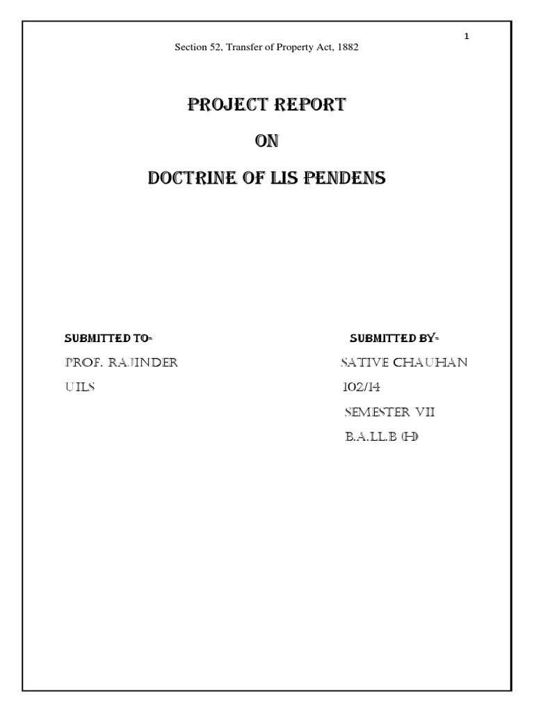 Doctrine of Lis Pendens Explained | PDF | Lawsuit | Mortgage Law