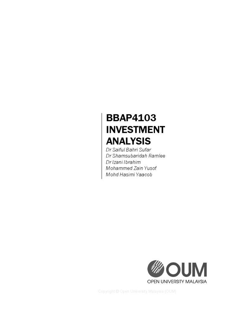 OUM BBAP 4103 Investment Analysis | PDF | Bonds (Finance) | Securities (Finance)