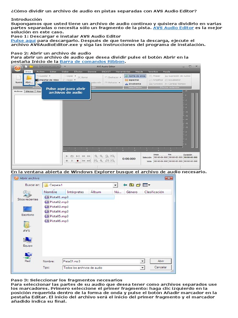 Cómo Dividir Un Archivo de Audio en Pistas Separadas Con AVS Audio Editor | PDF | Archivo de ...