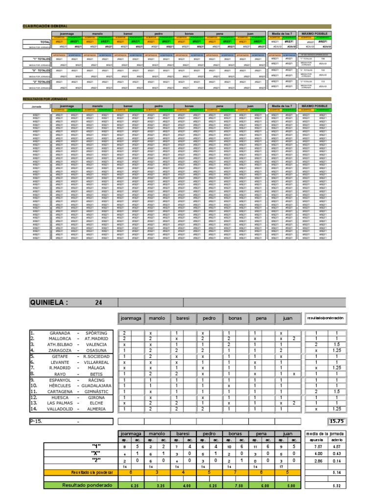 Plantilla en Excel para Quiniela | PDF | Organizaciones deportivas ...
