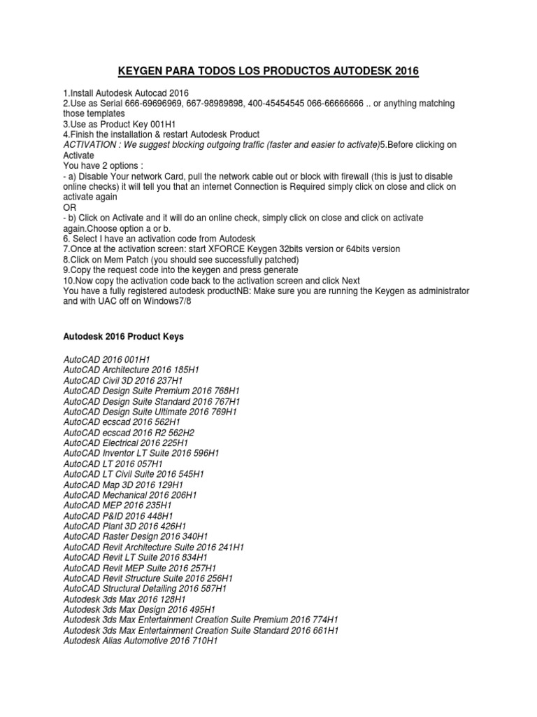 Keygen para Todos Los Productos Autodesk 2015-2016 | PDF | Autodesk ...