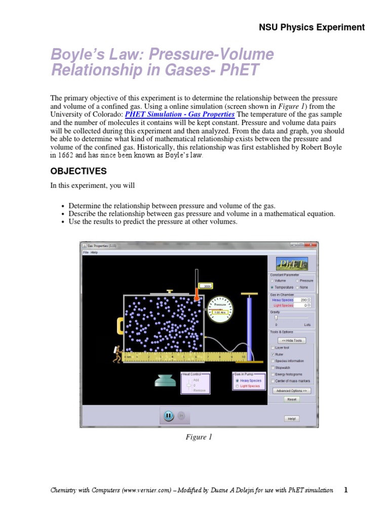 Boyles Law PhET | PDF | Gases | Pressure