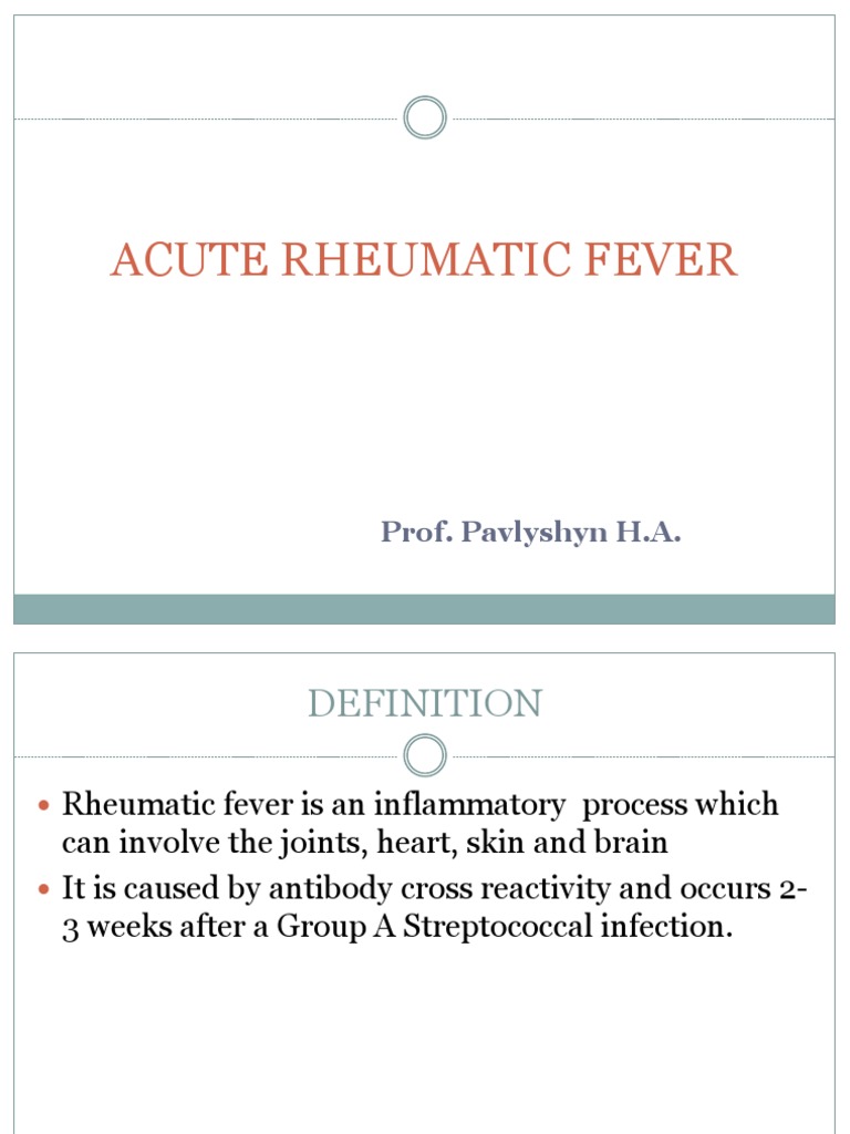 Lecture 07. Acute Rheumatic Fever | PDF | Streptococcus | Medical ...
