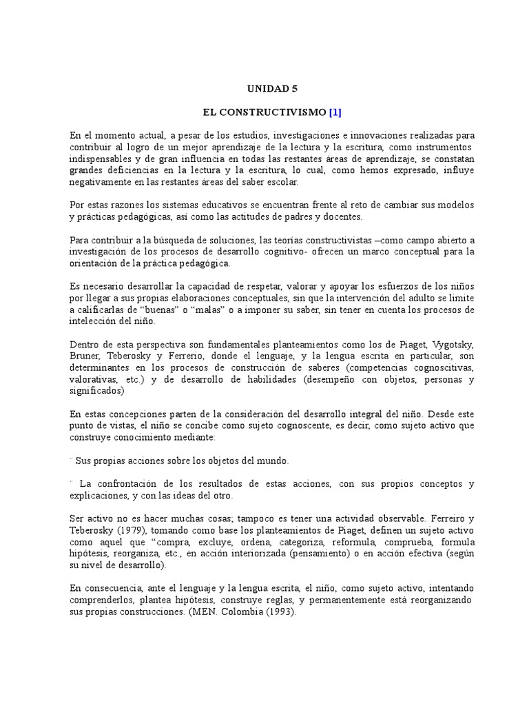 Tema 5. EL CONSTRUCTIVISMO | PDF | Palabra | Aprendizaje
